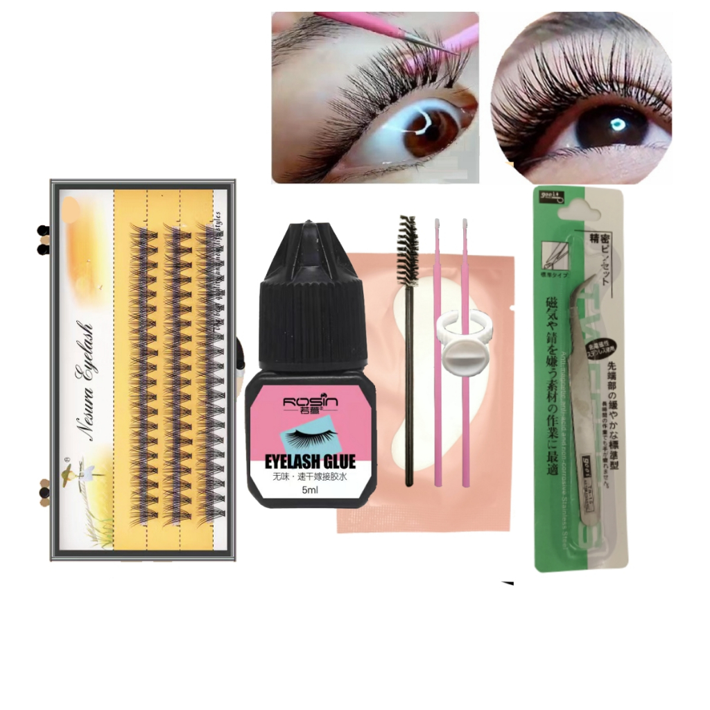 10D Individual False Eyelashes 10Root/cluster 60cluster/Box Set With ...