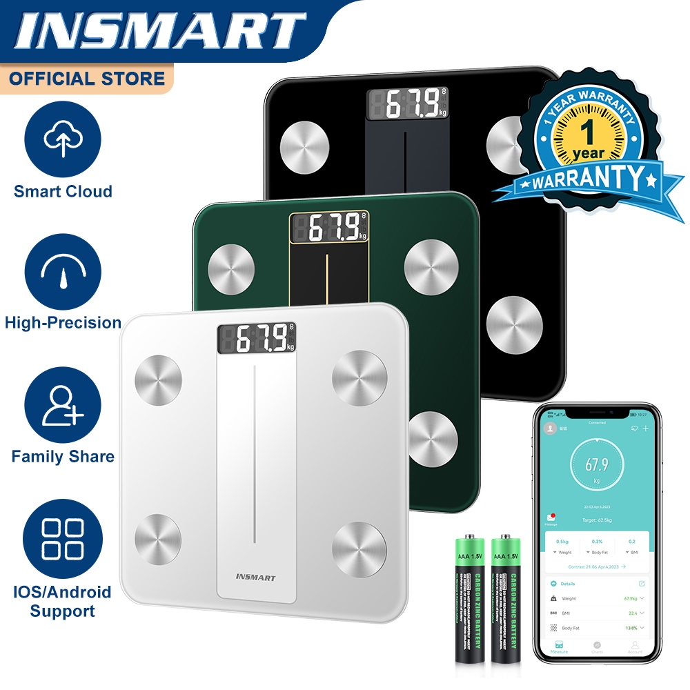 INSMART 14in1 Bluetooth BMI Weighing Scale Human Smart Weight Scale ...