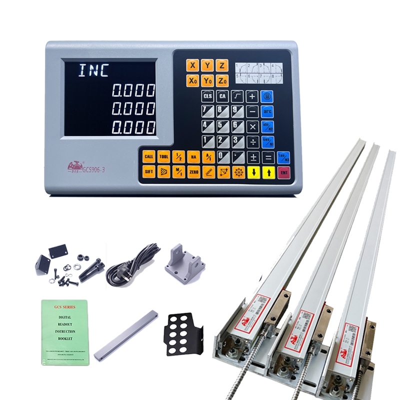 LCD Dro 2-AXIS 3 Axis Set Kit Linear Scale Optical Encoder Linear Measurement Metal Readout ...