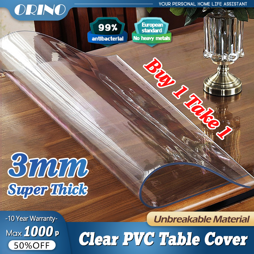 3.0MM Thick PVC Tablecloth TransparentClear Protective Table Cover ...
