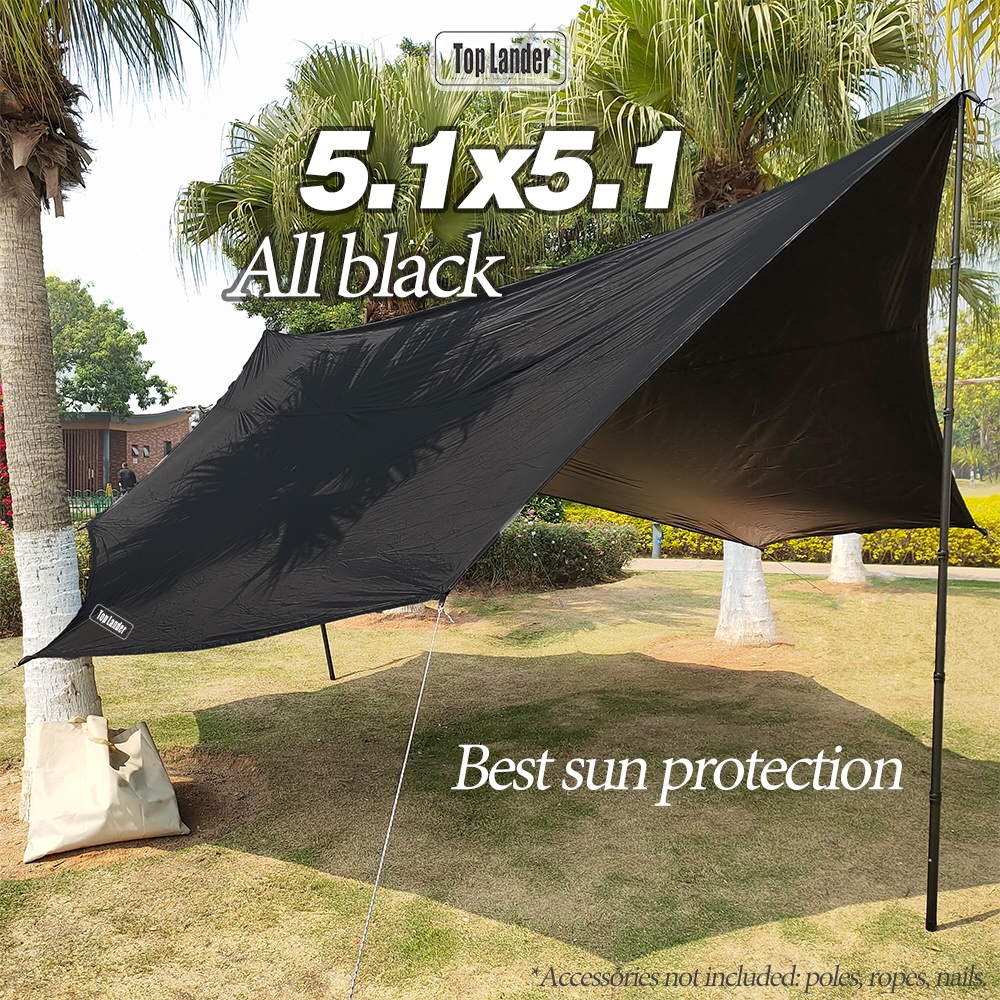 Black Coating Flysheet 5.1x5.1 Large Fly Sheet Caming Waterproof Big ...