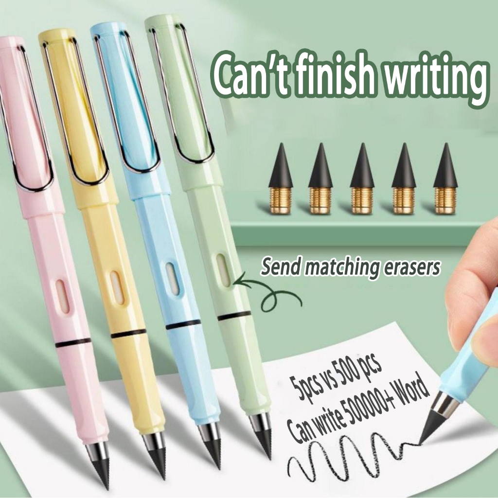 5 Pack Student Endless Writing Timeless HB Sketch Pencil eternal pencil ...