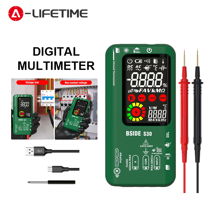Smart Digital Multimeter Infrared Thermometer Rechargeable 9999 Counts ...