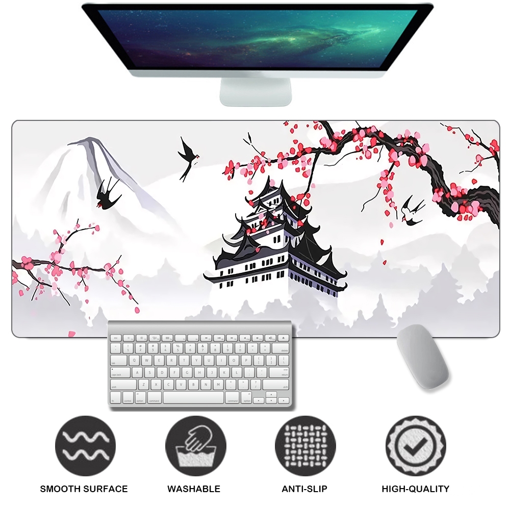 Mount Fuji Sakura Mouse Pad Laptop Gamer Japan White Cherry Blossom ...