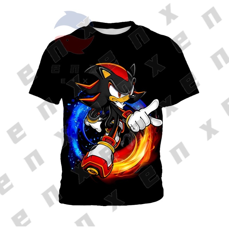 Shadow The Hedgehog Sonic Pattern Kids T-Shirt Black Summer Boys ...