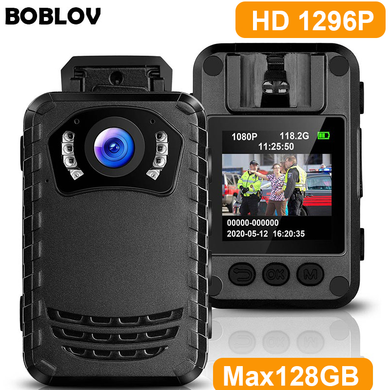 BOBLOV N9 Wearable Body Mini Police Camera HD 1296P 128GB Night Vision ...