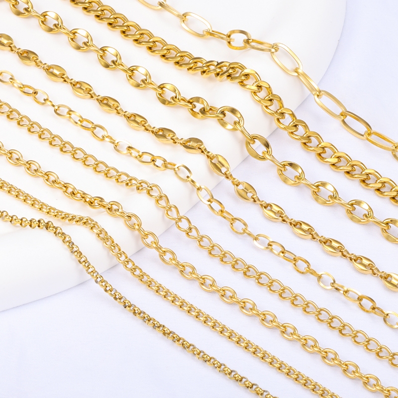 Color-fast Stainless Steel 18K Gold Thin Chain DIY Jewelry Fashion ...