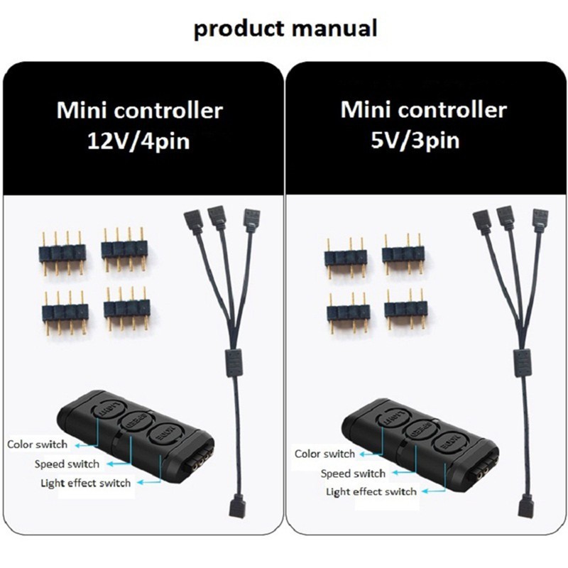 PCCooler RGB controller 4-Pin 12V RGB /3-Pin 5V RGB molex for LED ...