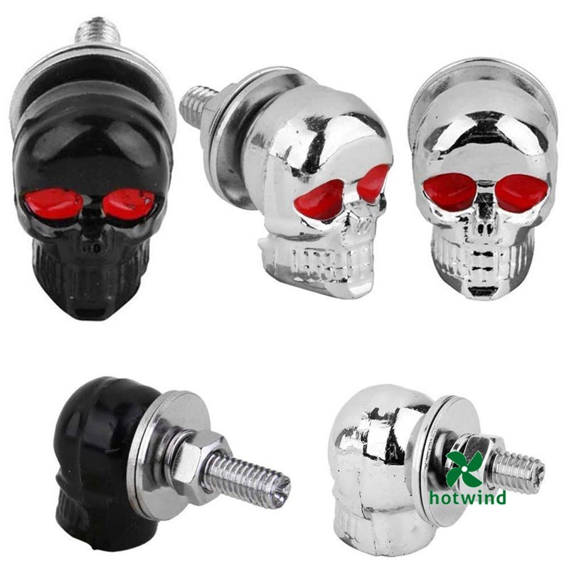 2Pcs Skull License Plate Frame Bolts Screws Fastener Cap Bolts ...