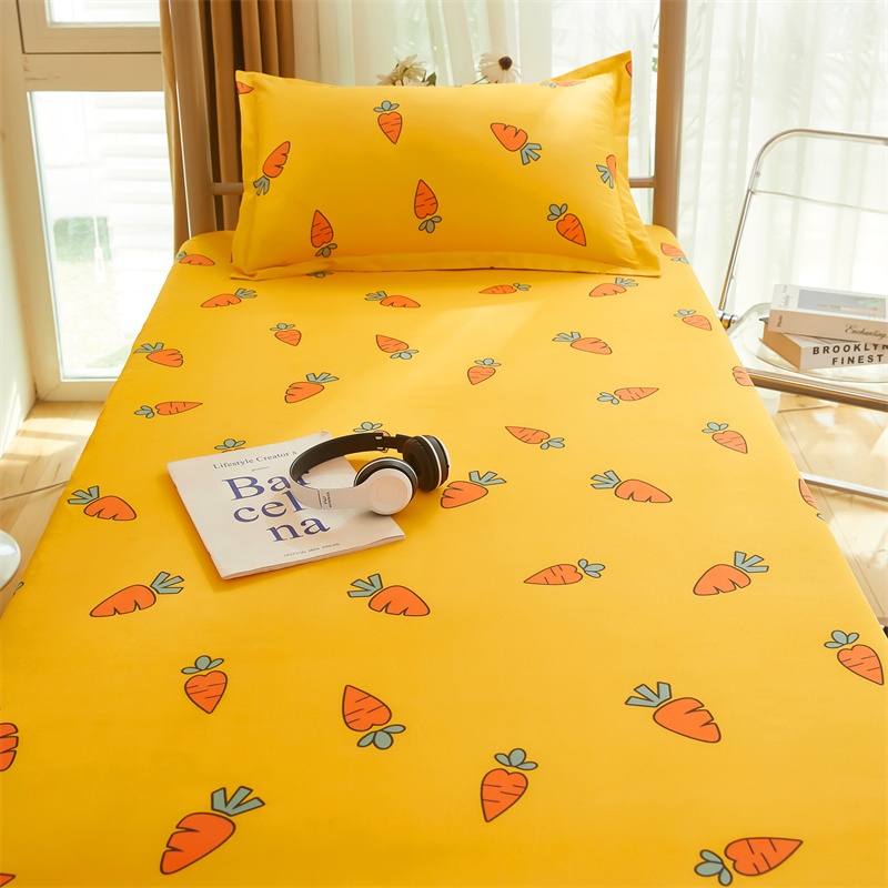 Cheap bedsheet for single bed 0.9m bed yellow design pillowcase cute ...