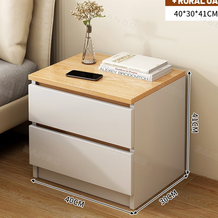 Bedside table Double Drawer minimalist modern bedroom storage rack ...