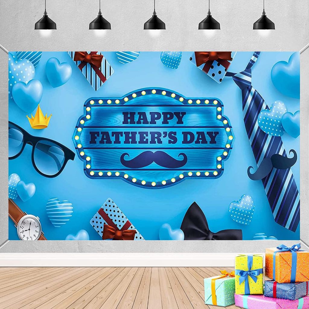 Happy Father's Day Backdrop Banner Blue Heart Gift Fathers Day ...