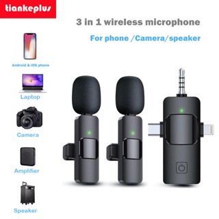 Tiankeplus 3 in 1 Wireless Microphone for phone Lavalier Microphone ...