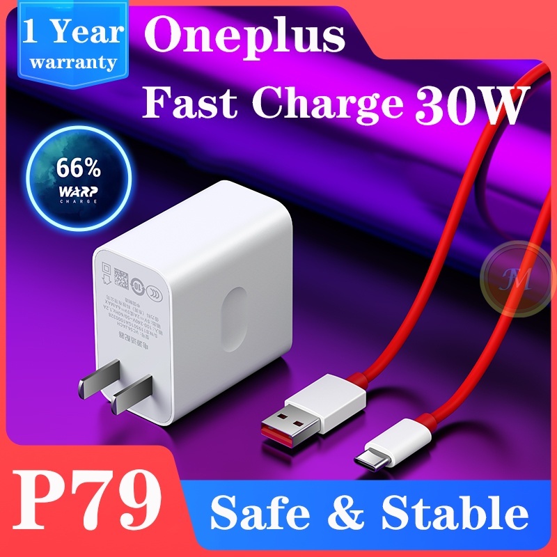 30W OnePlus Warp Charge Fast Charger with USB C Cable for OnePlus 8T 9R ...