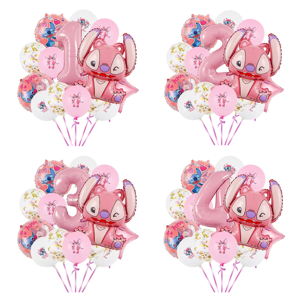 Pink Stitch Foil Balloon Set Girls Birthday Lilo Stitch Party ...