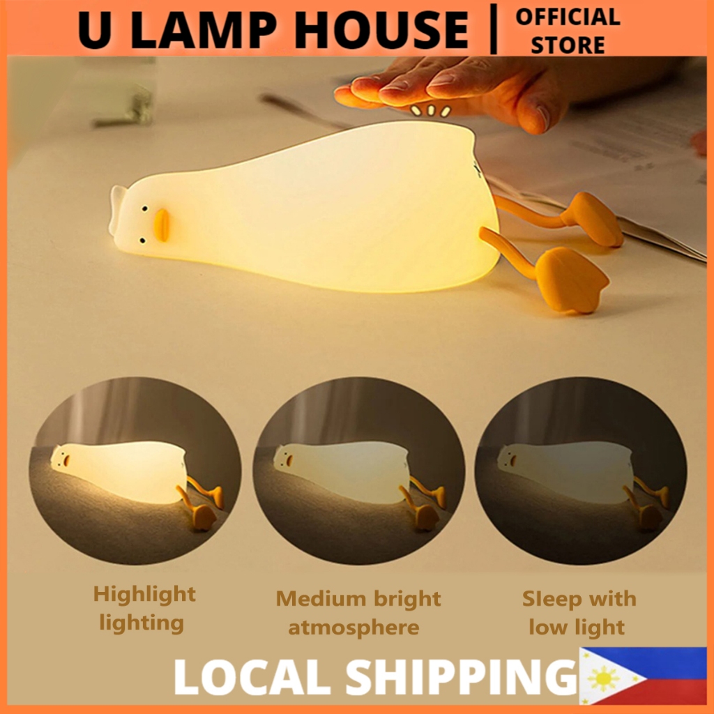 Glowora Creative Lying Flat Touch Duck Lamp Night Light USB ...