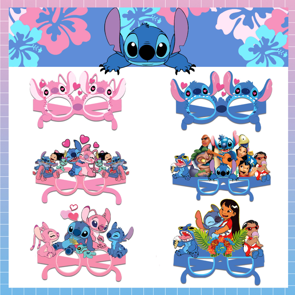 6pcs/set Lilo Stitch Party Decoration Paper Glasses Masks Stitch Photo ...