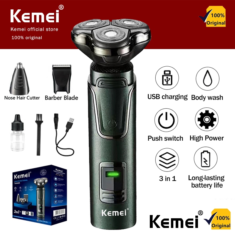Kemei 3 in1 Rechargeable Electric Shaver Beard Facial Hair Trimmer Razor Shaver For men's ...