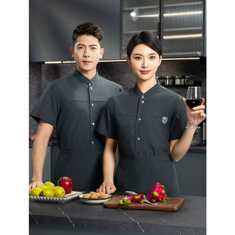 Catering chef clothing food service waiter waitress jacket Short sleeve ...