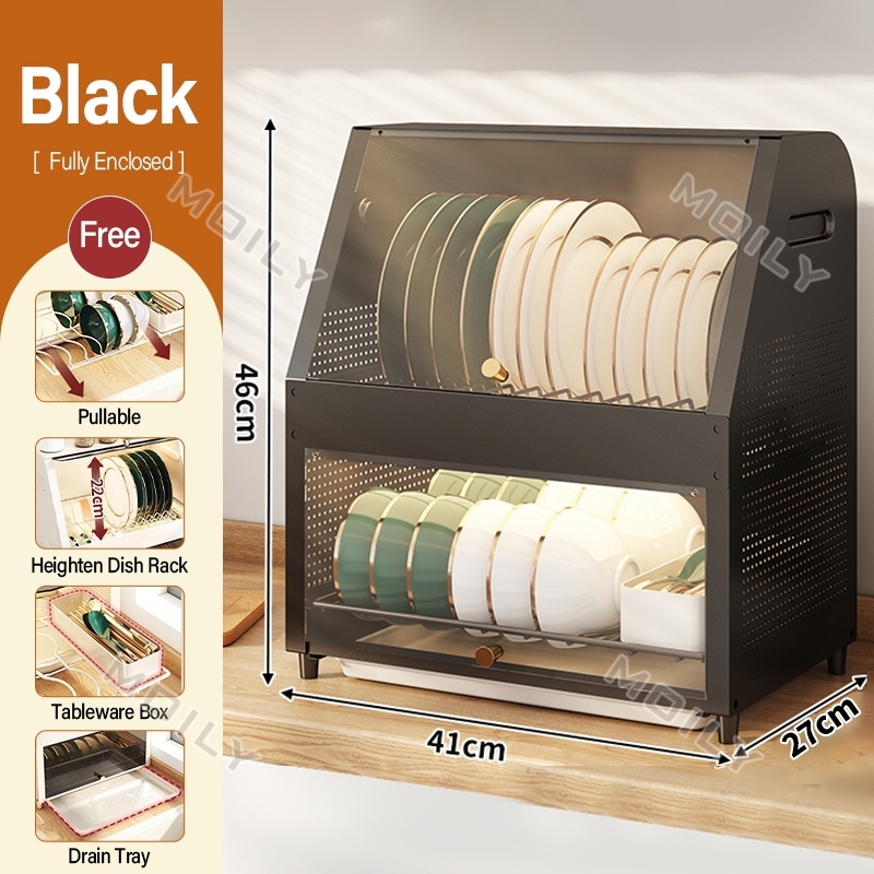 2 Tiers Organizer Kitchen Cabinet Dish Rack Drainer Dish Drawer Drying ...