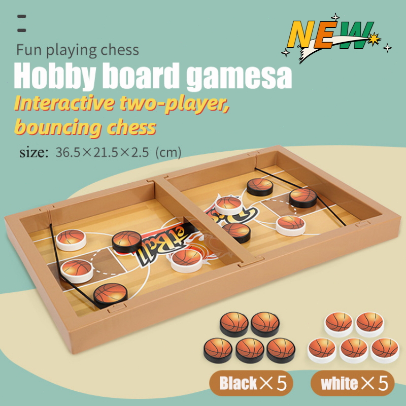 Table Desktop Battle Basketball Puck Game Ice Hockey Board Game Wooden ...