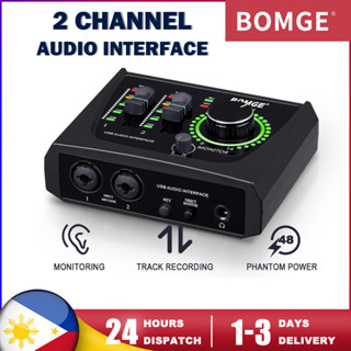 BOMGE mini 2 Channel USB Audio Interface for Recording, Streaming and Podcasting, with XLR/48V ...