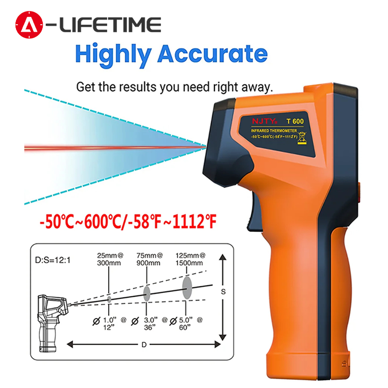 Digital Infrared Thermometer -50~600°C Non-contact Laser Temperature ...