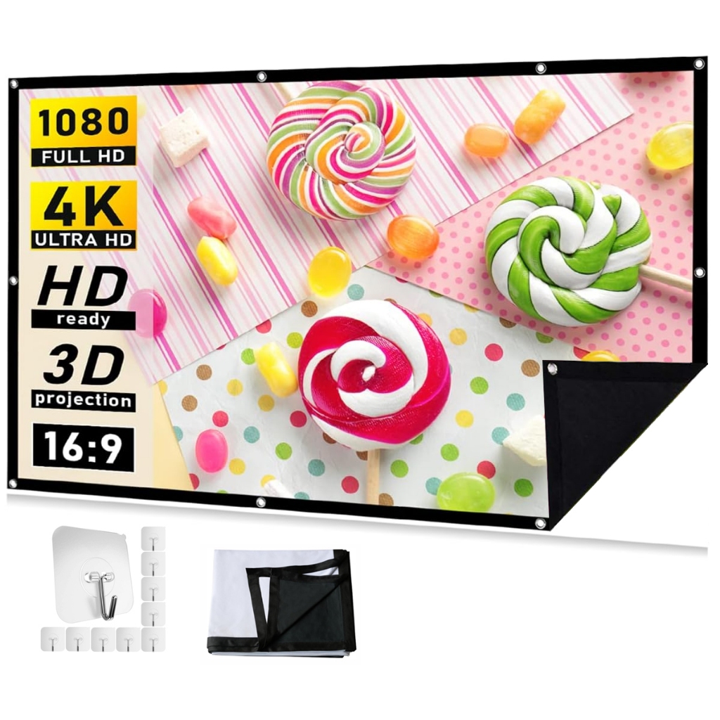 Projector Screen 100 Inch Double Layer16:9 Portable Projection Screen ...
