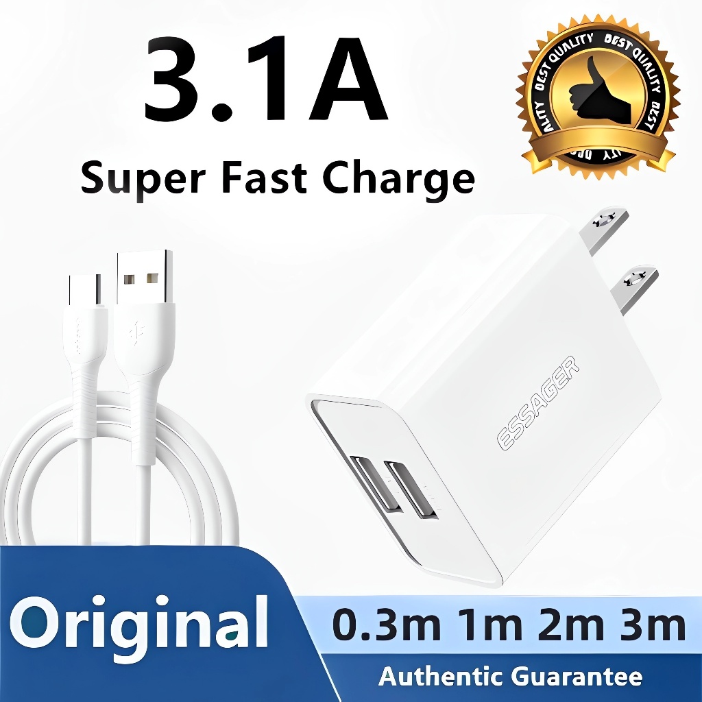 Ready Stock 3.1A Type c charger fast charging cable with 5V/2A dual ...
