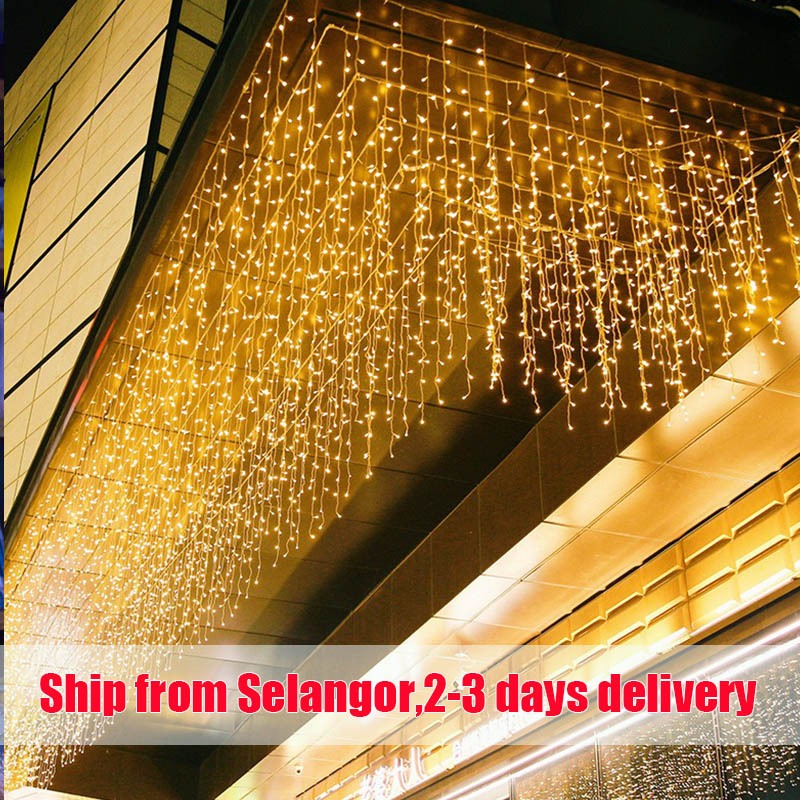 5M 216 LED Ramadan Curtain Icicle Lights 8 Modes Lampu Xmas Decoration ...