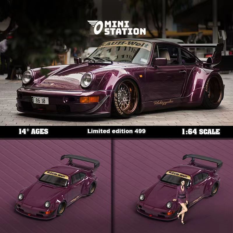 Mini Station 1: 64 Porsche RWB 964 Metal Purple Doll Alloy Car Model ...