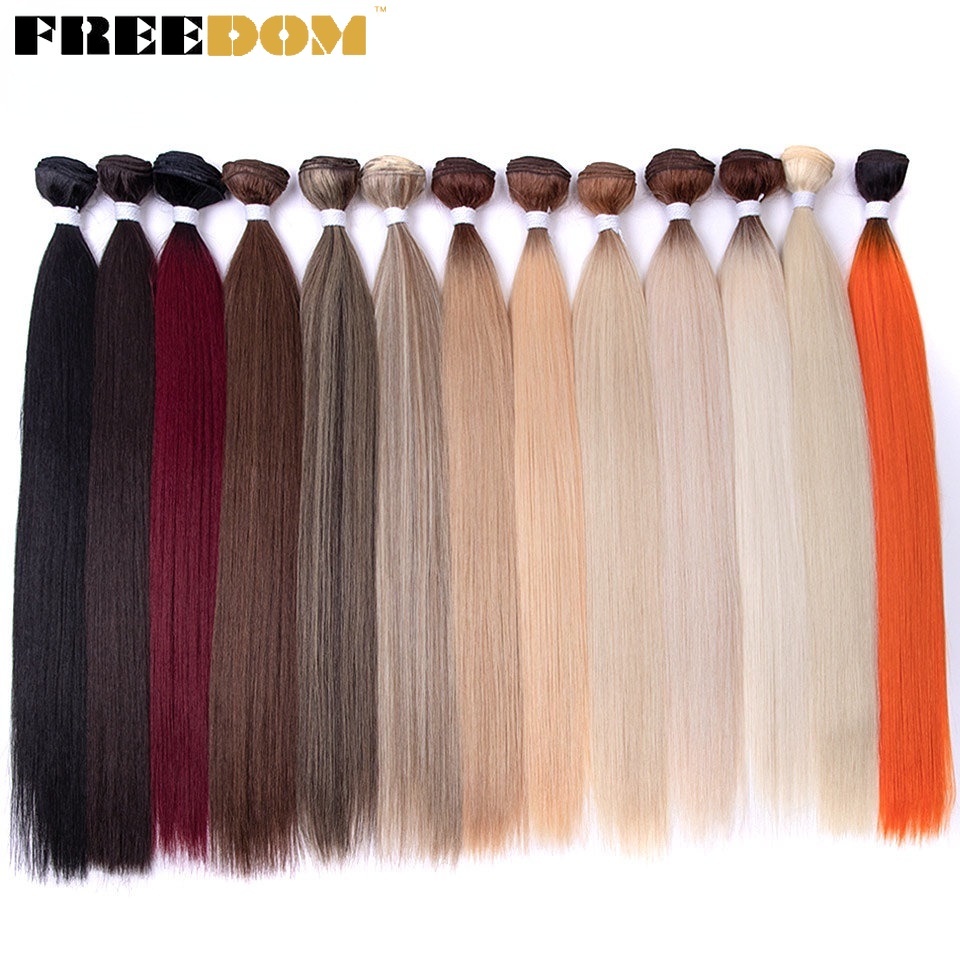Freedom Straight Hair Bundles Ombre 613 Brown Synthetic Weave Ponytail ...