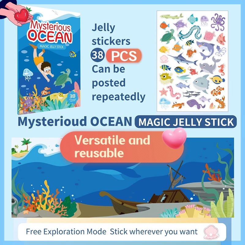 Toddler Quiet Book Jelly Sticker Book For Baby Reusable Cartoon ...