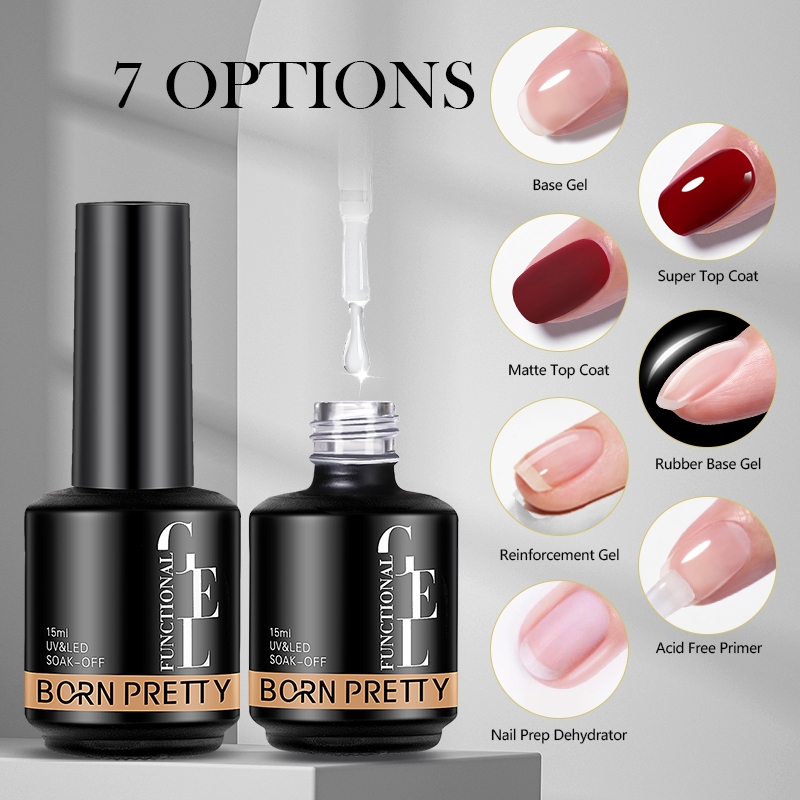 Born Pretty Function Gel Super Top Coat Transparent Soak Off Nail Art Varnish Base Matte 15ml ...