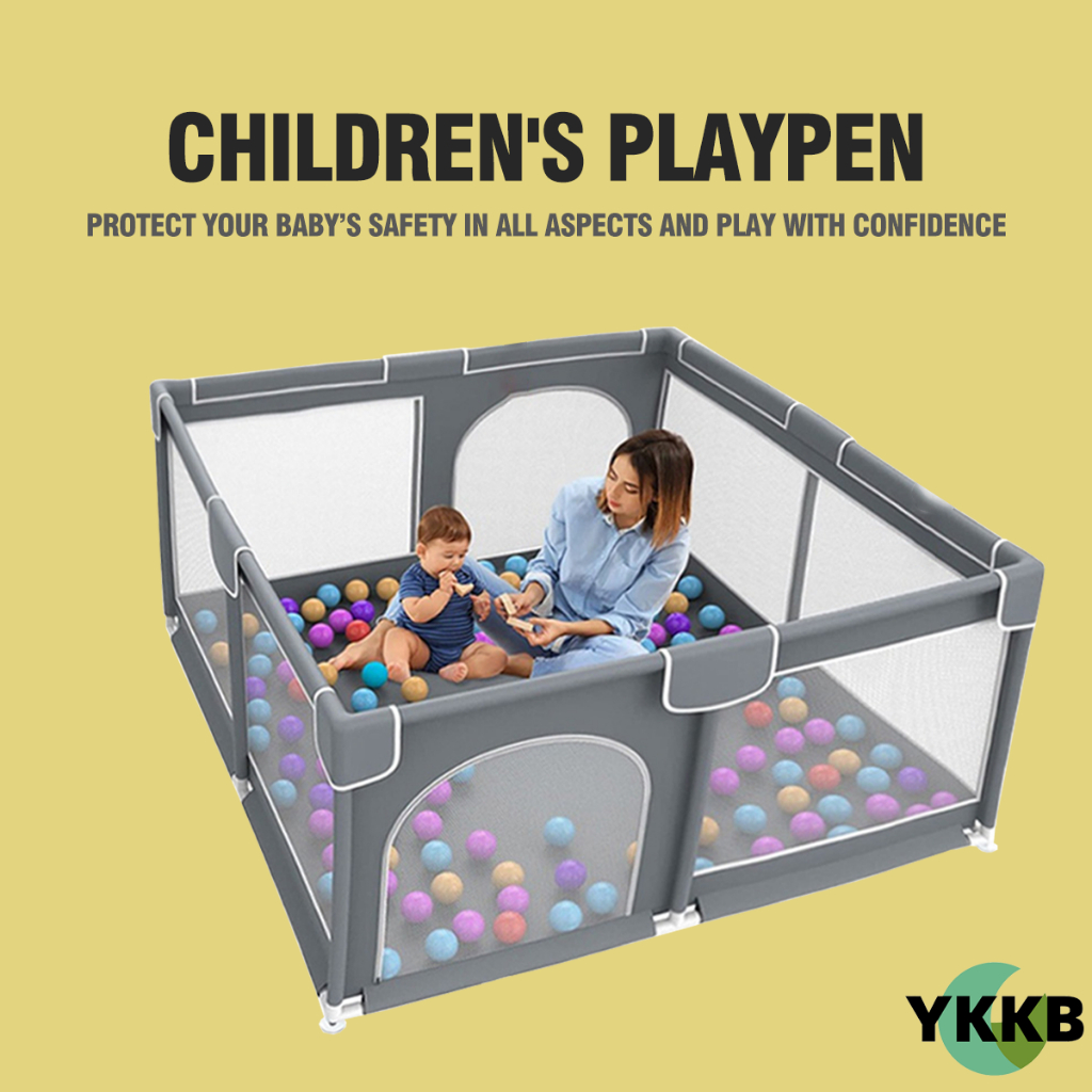 Large Standard Square Baby Playpen Fence, Travel Safety Kids' Playpens ...
