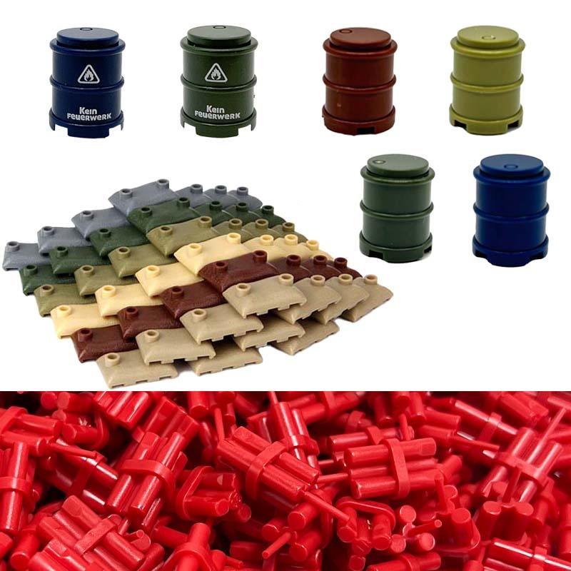 MOC Bricks Military Base Accessories Sandbags printing Building Blocks ...