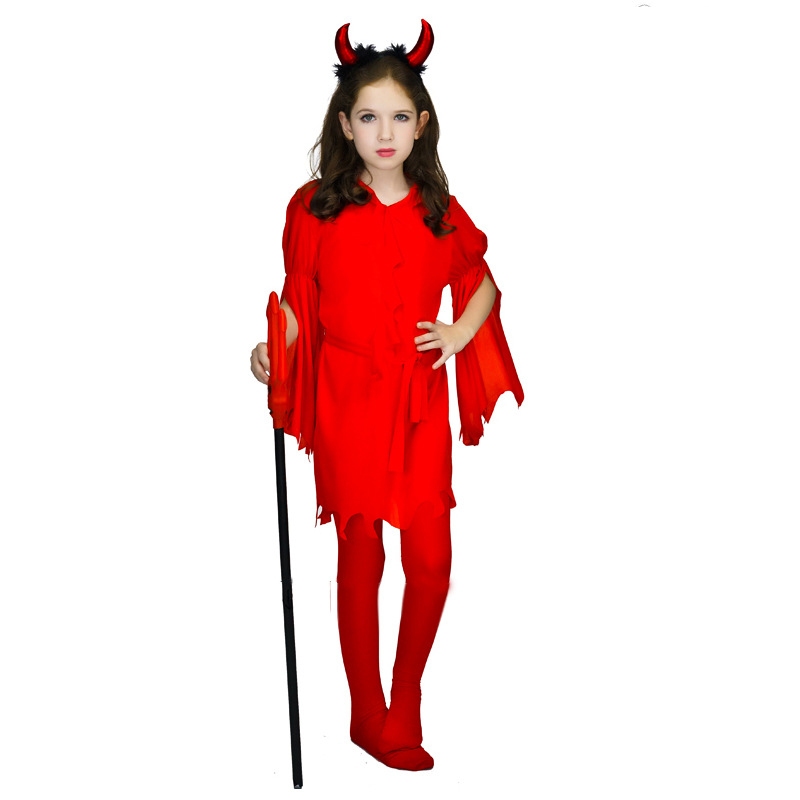 Baby Girls Red Little Demon Cosplay Kids Children Hell Devil Death ...