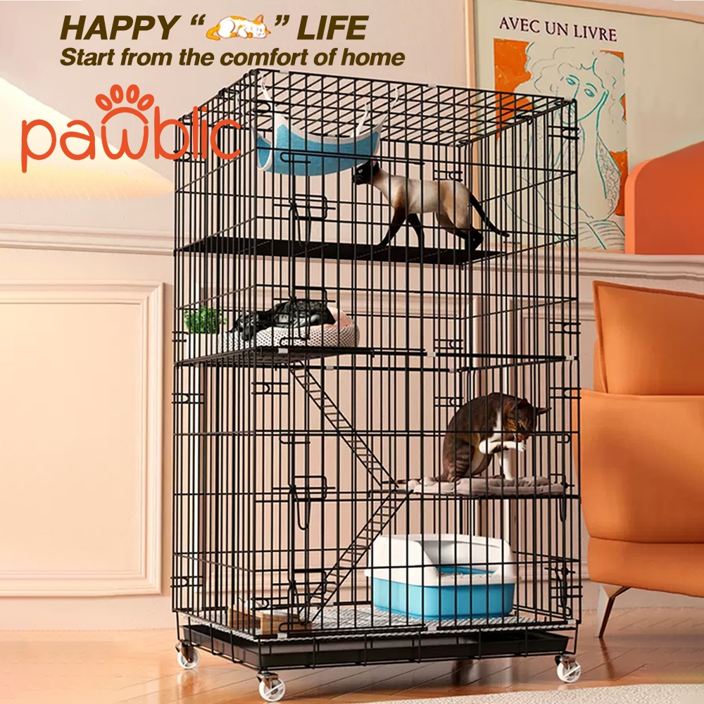 【Ready Stock】Collapsible Cat Cage 2/3/4 Layers With Wheels Big Pet Cage ...