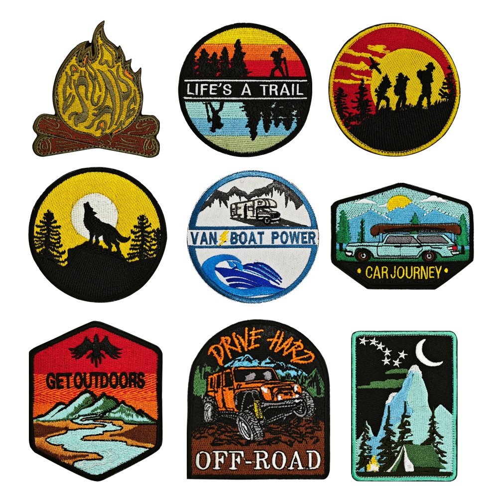 Outdoor Camping Mountain River River Natural Off-Road Embroidery Velcro ...