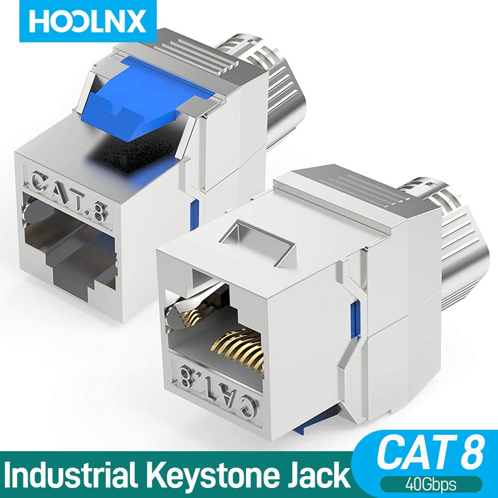 Hoolnx CAT8 CAT7 CAT6A CAT6 Tool Less RJ45 Keystone Jack, Metal Zinc Alloy Self-locking Tool ...