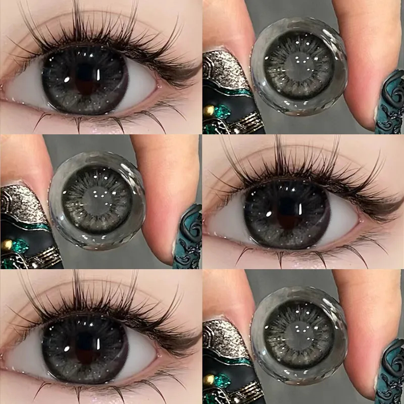 Yimeixi 1 Pair Natural Dark Gray Contact Lenses Large Eyes Extra Large ...
