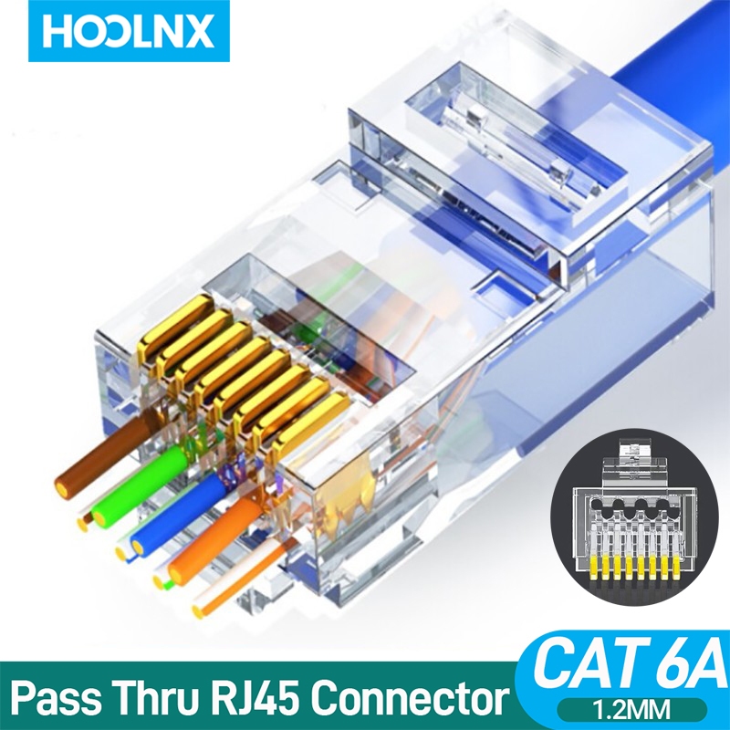 HOOLNX Pass Through RJ45 Connectors, RJ45 CAT6A CAT6 Pass Through ...