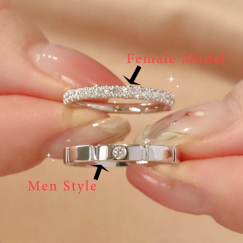 Real Mossanite Diamond couple wedding ring row ring female S925 pure ...