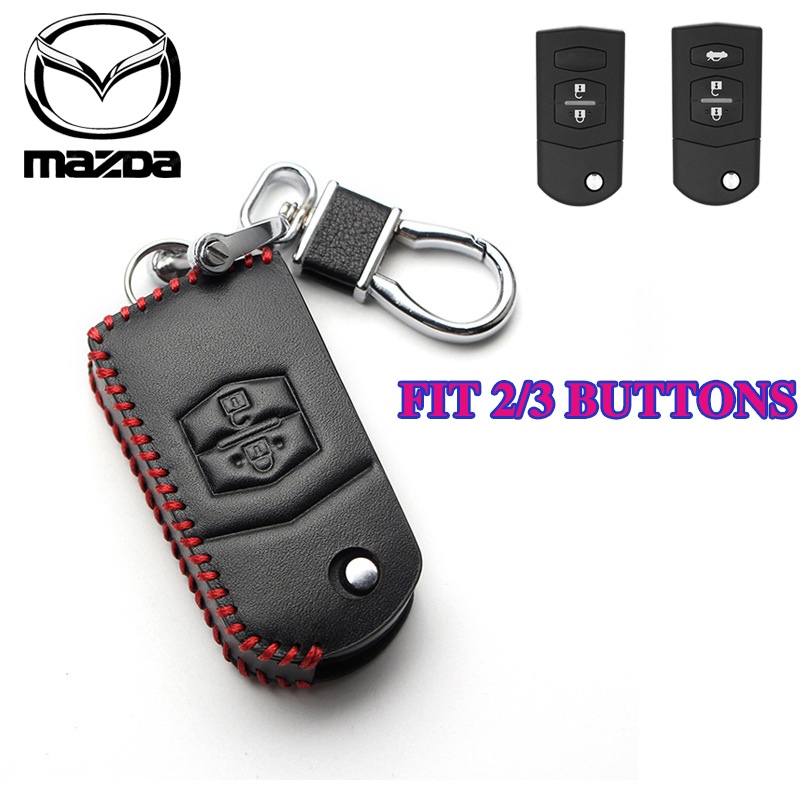 2/3 buttons leather car remote key case for Mazda 3/5/6 series MX5 RX8 ...