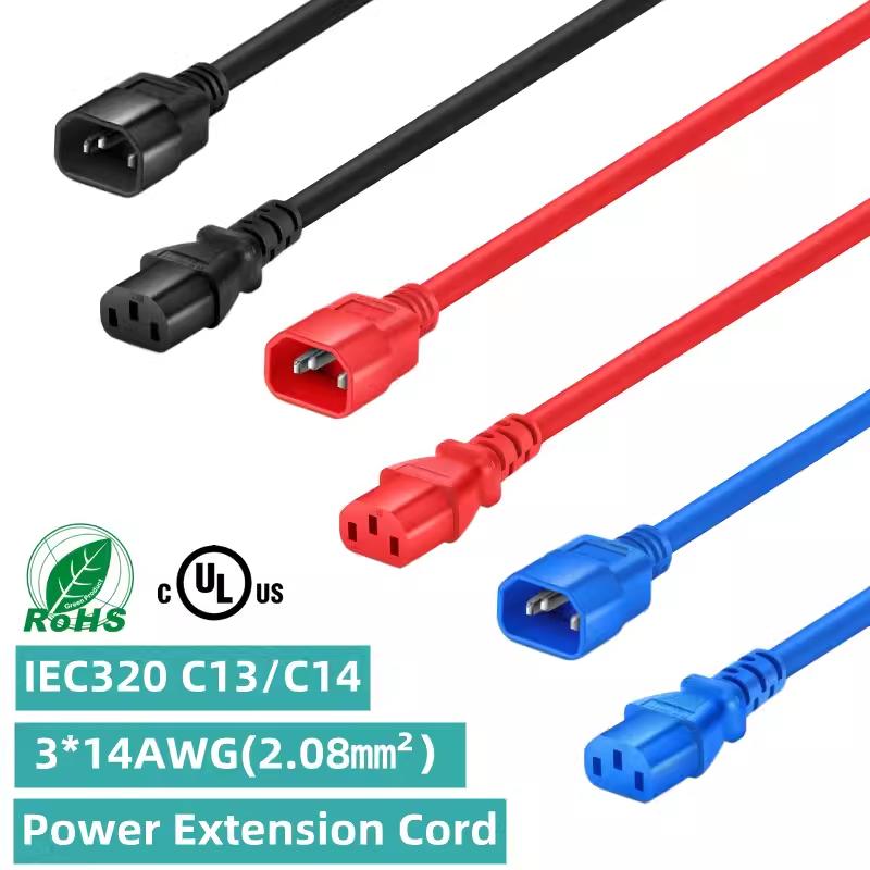 IEC320 C14 To C13 PDU UPS Extension Cable 15A 250V Male To Female 14AWG ...