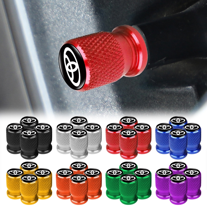 4pcs Aluminum Threaded Car Wheel Anti-dust Cap Car Logo Tire Air Cap ...
