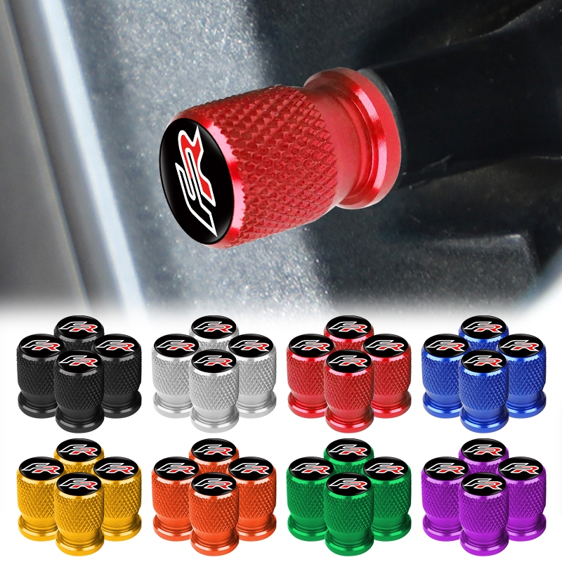 4pcs Aluminum Threaded Car Tire Dust-proof Cap 3D Car Logo Valve Core ...