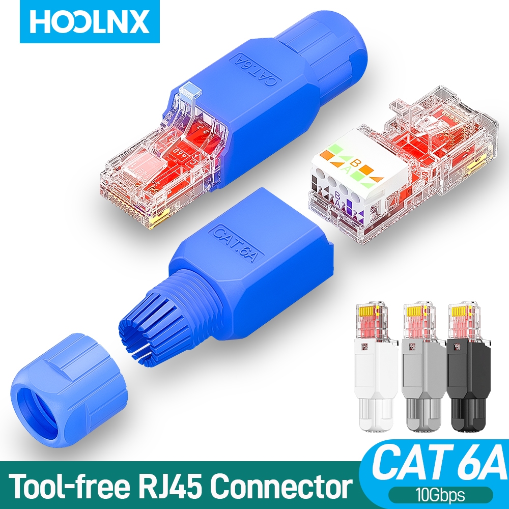 Hoolnx Tool Free RJ45 Connector, Tool Less UTP CAT6 CAT6A Field ...
