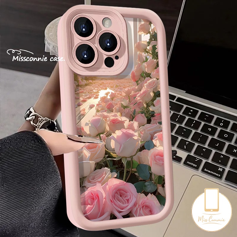 Romantic Full Screen Pink Rose Flowers Case for Redmi 12C 9C 9 9A 13C ...