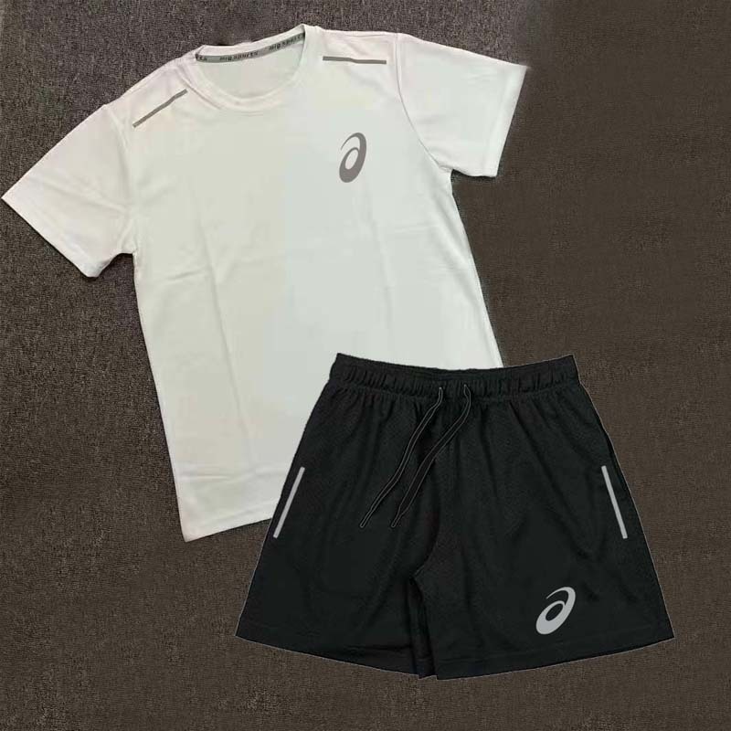 Men's Sports T-Shirt Set Short-Sleeve Running Top Reflective Shorts ...